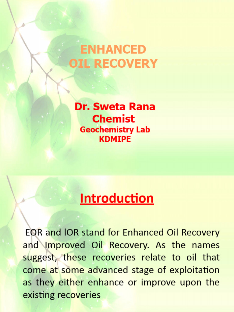 Enhanced Oil Recovery Pdf Enhanced Oil Recovery Petroleum Reservoir