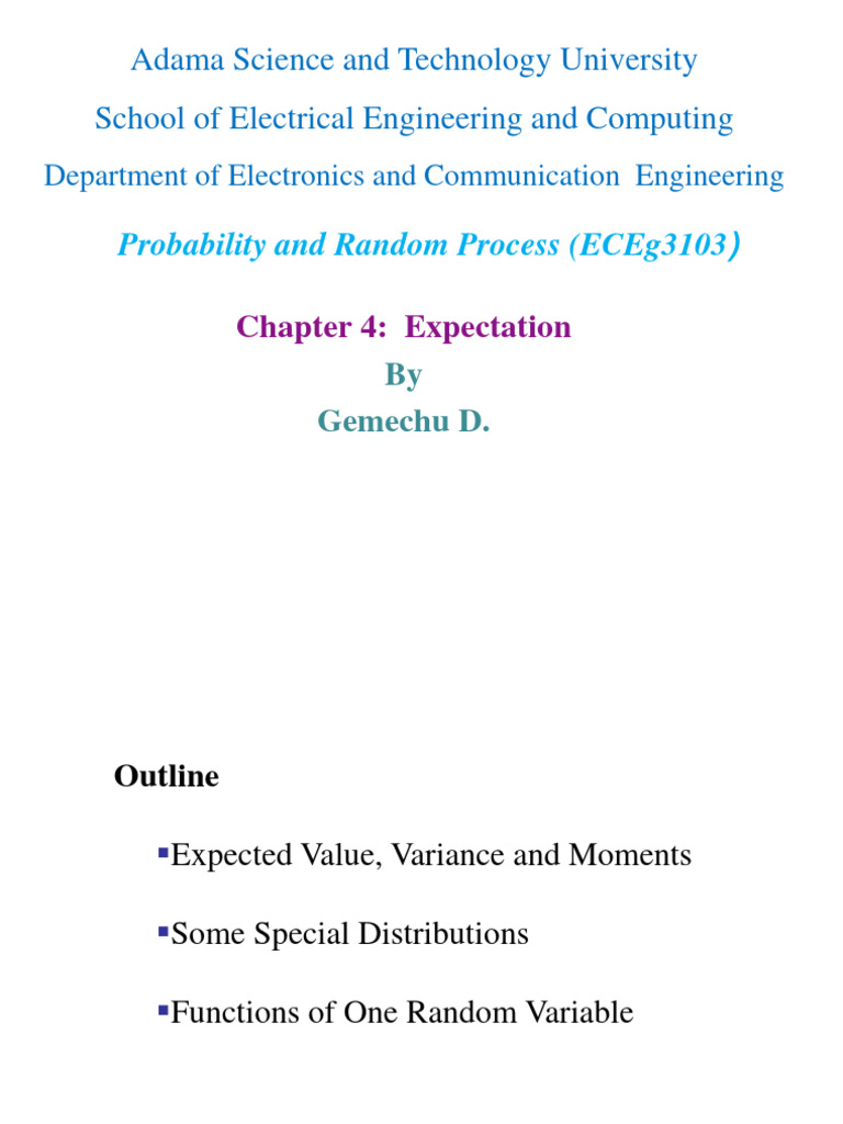CHAPTER 04 Expectation | PDF | Variance | Expected Value