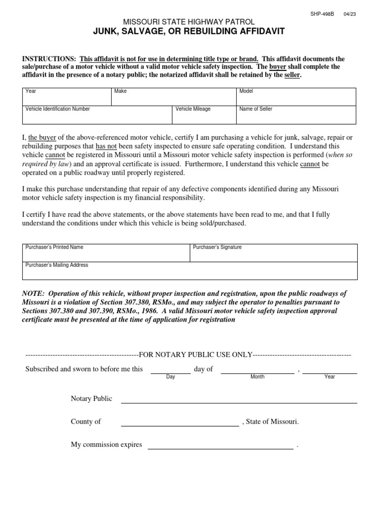 SHP 498 | PDF | Notary Public | Affidavit