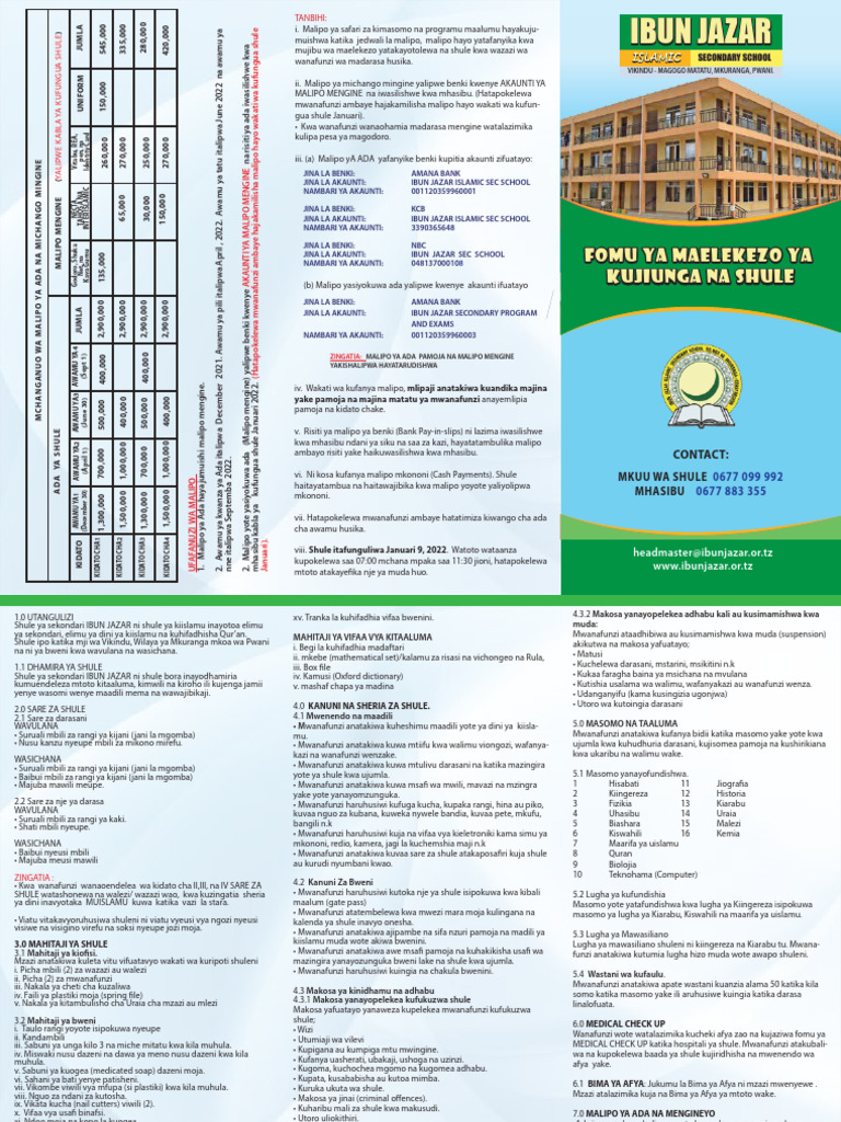 Ibun Jazar Sec Joining Instructions | PDF