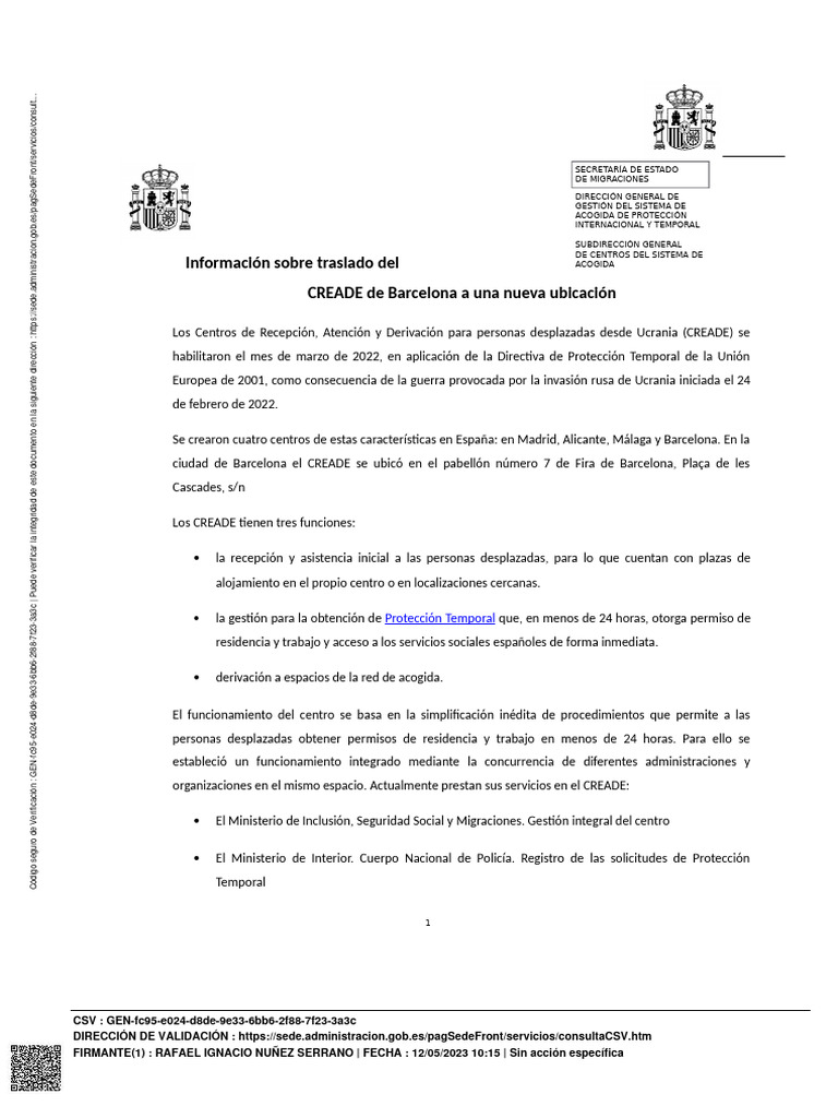 05 Notificacion Cambio Ubicacion CREADE Barcelona | PDF | Barcelona ...