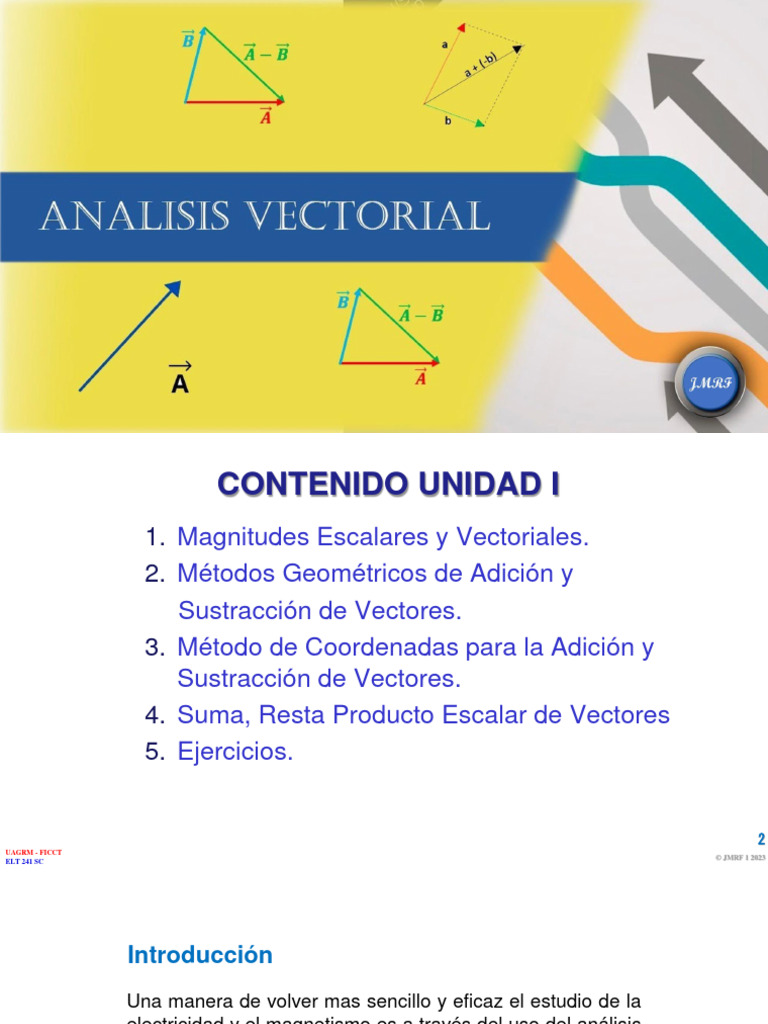 Analisis Vectorial Unidad I 1.1 A 1.6 2 2023 | PDF | Vector Euclidiano | Espacio vectorial