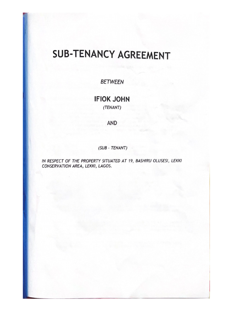 Sub-Tenancy Agreement | PDF