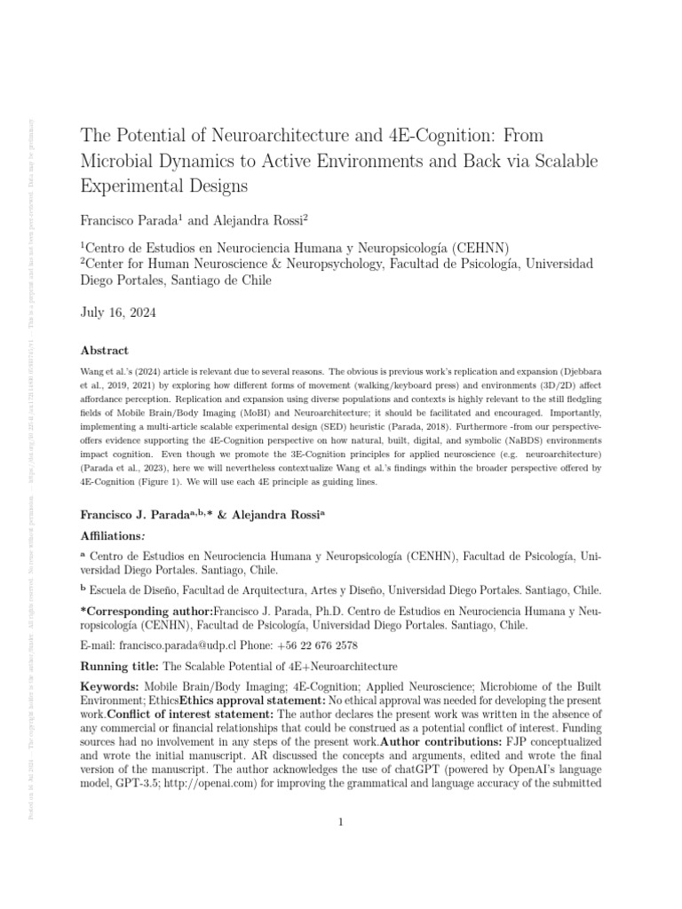 The Potential of Neuroarchitecture and 4E-Cognition: From Microbial Dynamics To Active ...