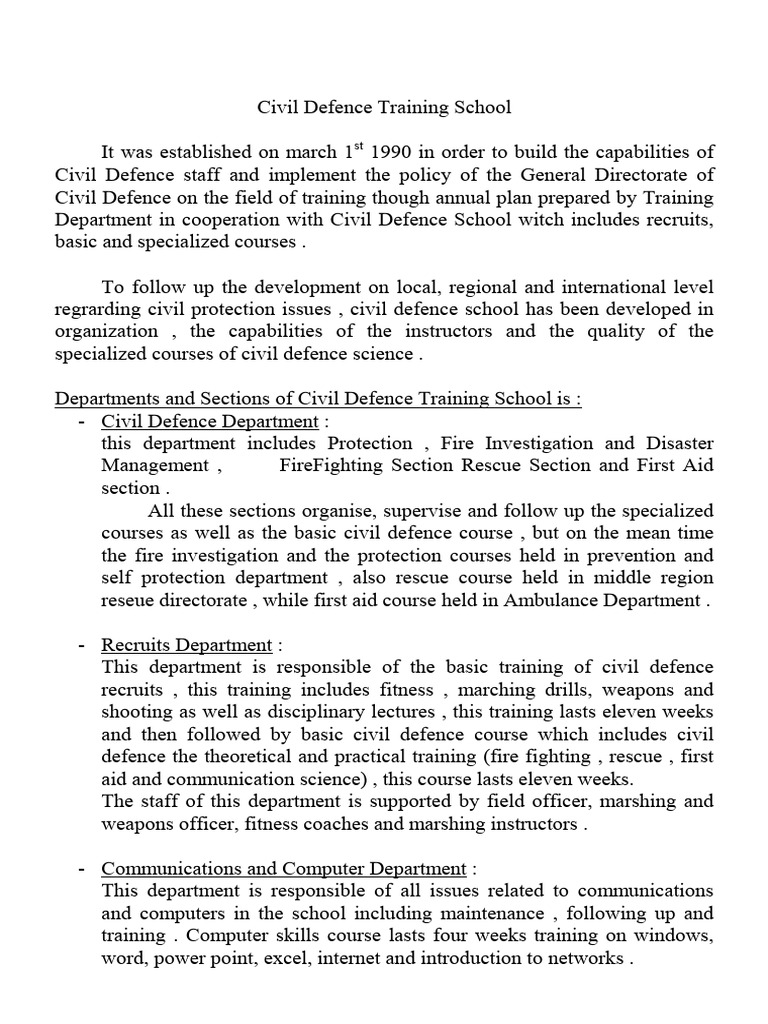 Civil Defence Training Overview 2025 | PDF | Military | Civil Defense