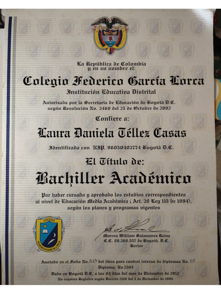 Diploma Bachillerato | PDF