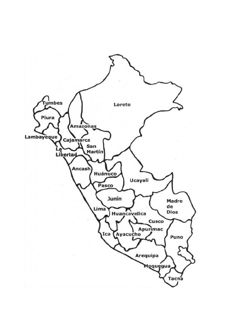Mapa Del Peru para Colorear | PDF
