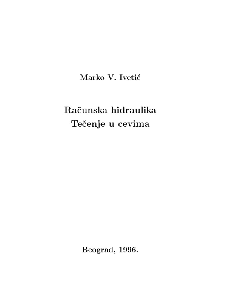 Knjiga Ra Unska Hidraulika Te Enje U Cevima 1585039090421 | PDF