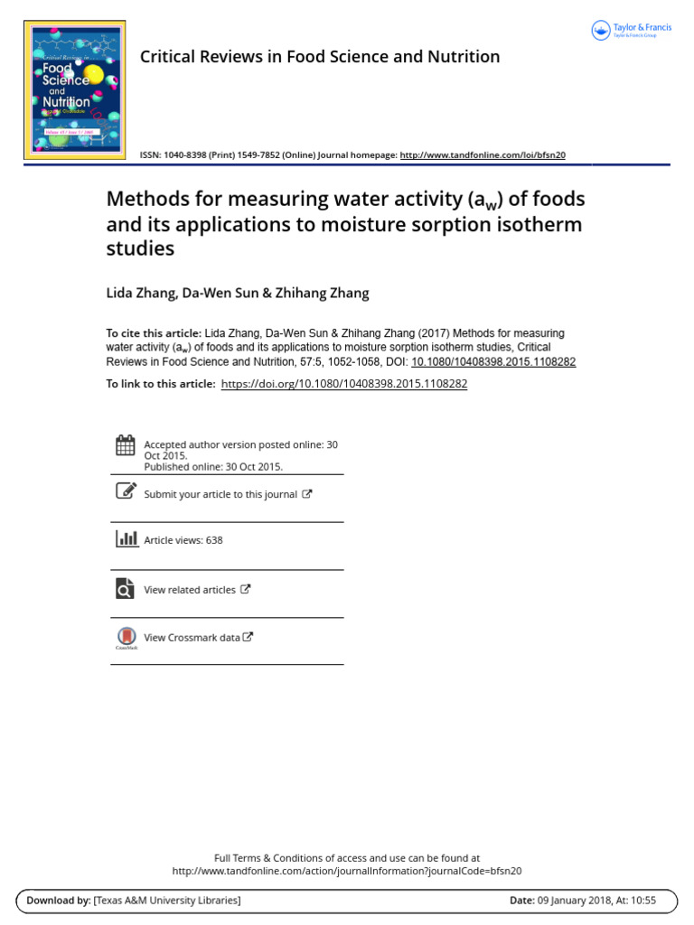 Aw Measurement | PDF | Humidity | Applied And Interdisciplinary Physics