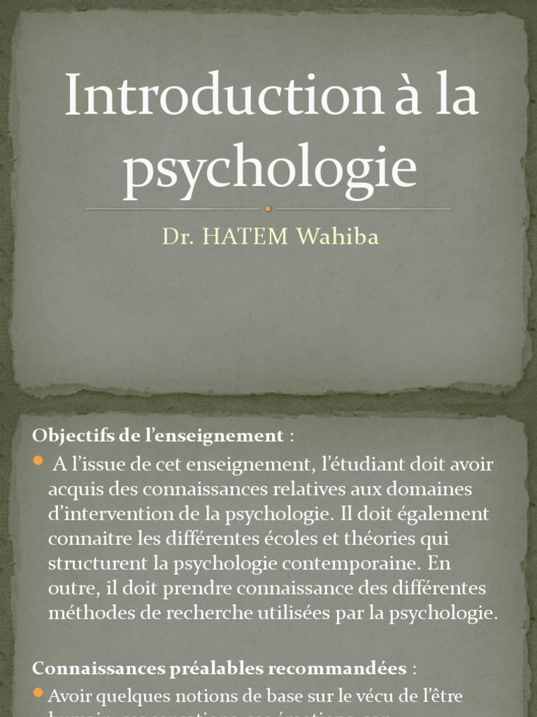 Introduction À La Psychologie Cours L1 SS Final | PDF | Behaviorisme | Psychologie