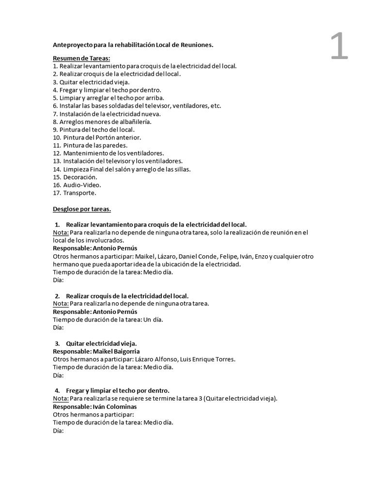 Borrador Anteproyecto para La Rehabilitación Local de Reuniones | PDF