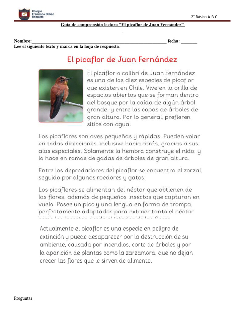 El Picaflor de Juan Fernandez | PDF El Picaflor de Juan Fernandez | PDF