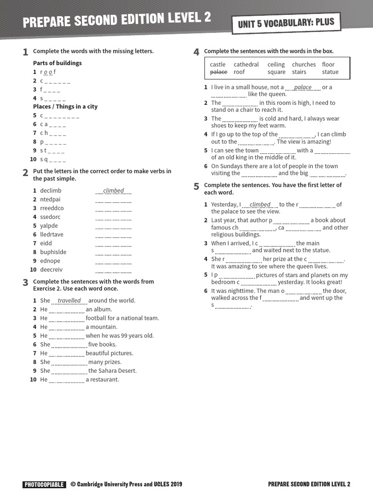 Unit 5 Vocabulary Exercises | PDF