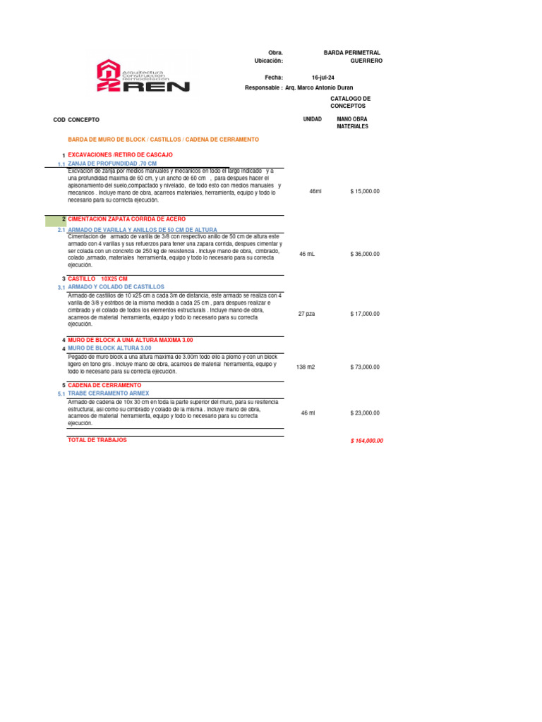 Catálogo de Construcción de Barda | PDF | Fundación (Ingeniería) | Ingeniería estructural