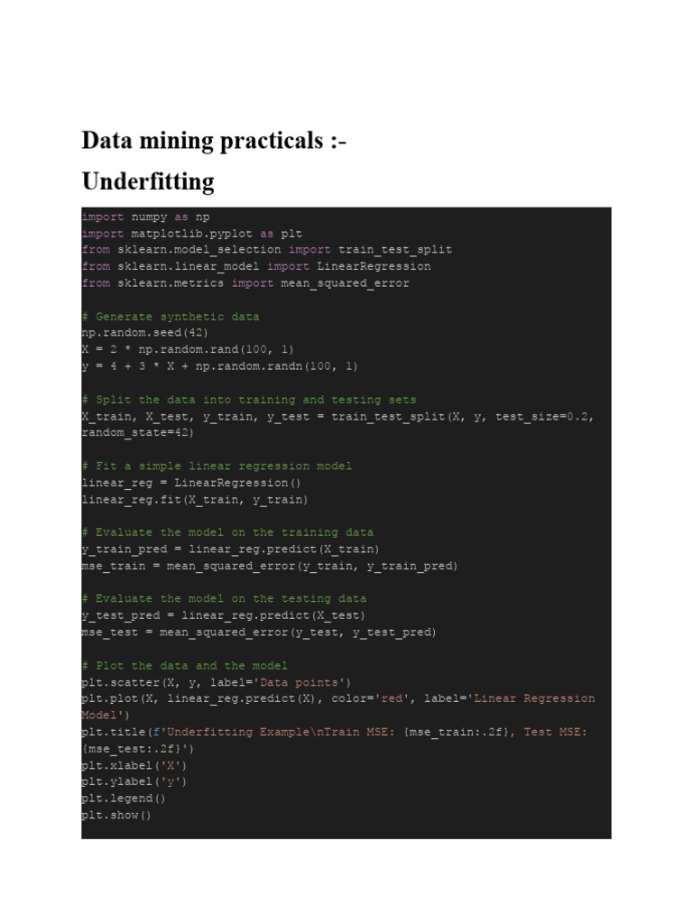 Data Mining Practicals | PDF | Mean Squared Error | Data Analysis
