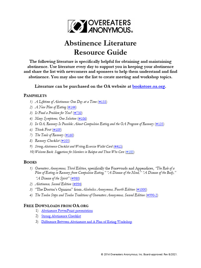 Abstinence Literature Resource Guide | PDF