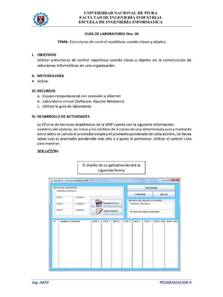 GUÍA: Estructuras de Control Repetitivas Usando Clases y Objetos Con ...