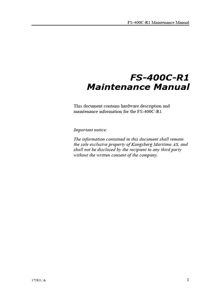 FS-400C-R1 Maintenance Manual 175811A | PDF | Power Supply | Relay