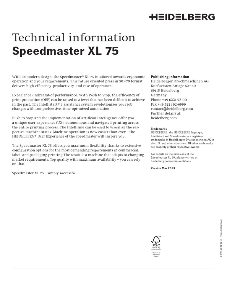 technical-data-speedmaster-xl-75 | PDF | Computing