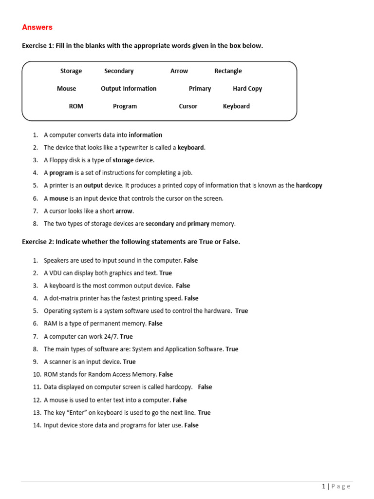 Week 7 Answers Ict | PDF | Computer Data Storage | Input/Output