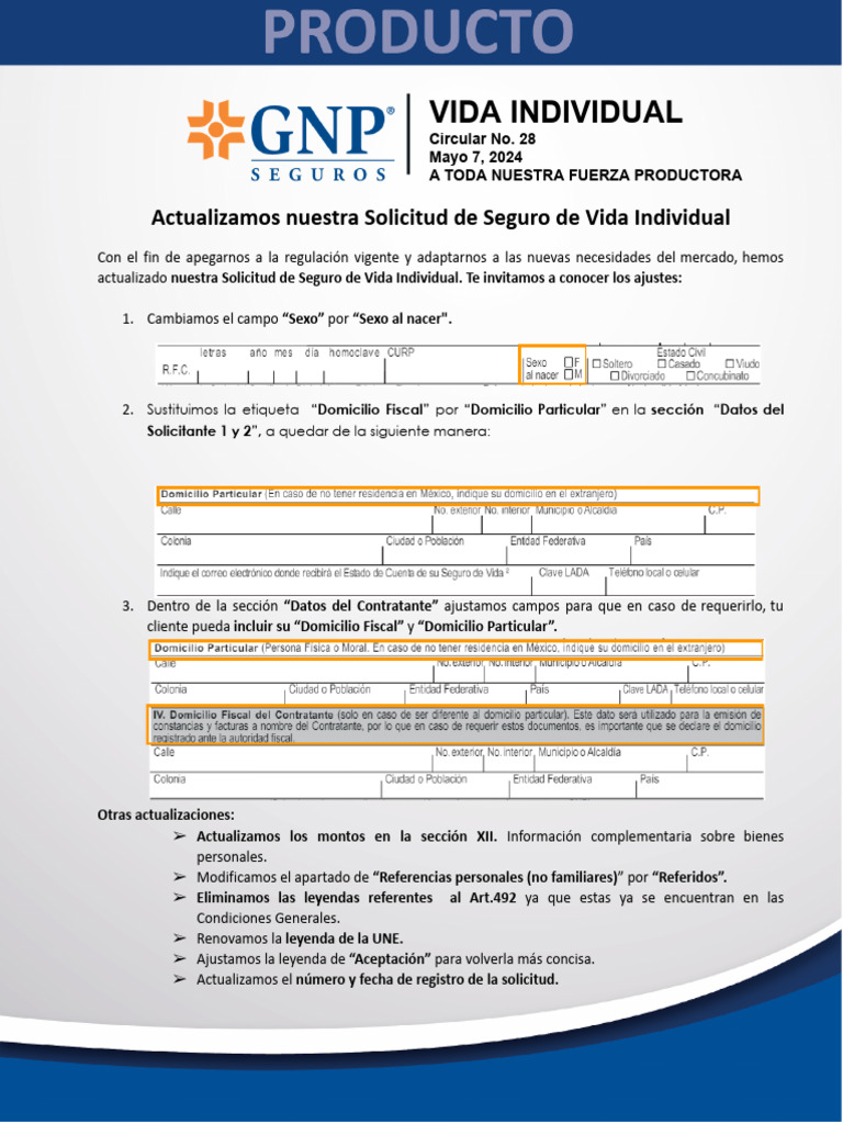 Producto 28 - Actualizamos Nuestra Solicitud de Seguro de Vida ...
