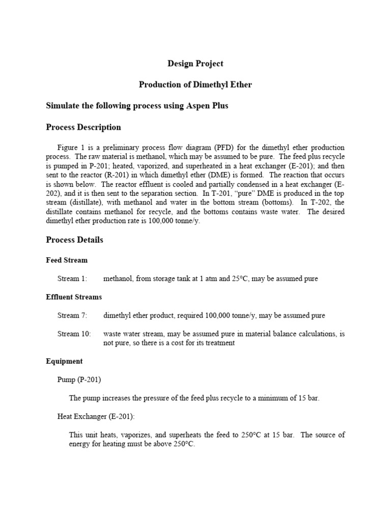 Dme Project | PDF | Chemical Reactor | Distillation