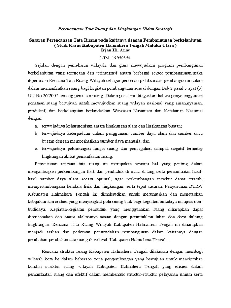 Irjan Hi. Anas Perencanaan Tata Ruang Dan Lingkungan Hidup Strategis | PDF | Sains & Matematika