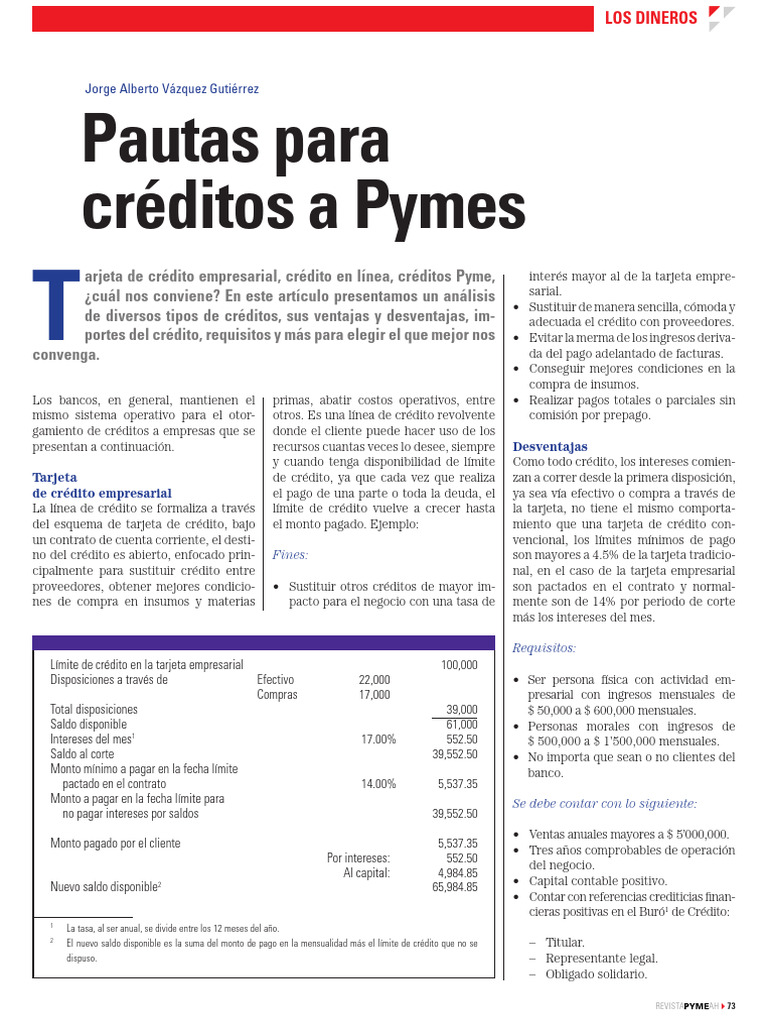 Pautas para Créditos A Pymes | PDF | Bancos | Tarjeta de crédito
