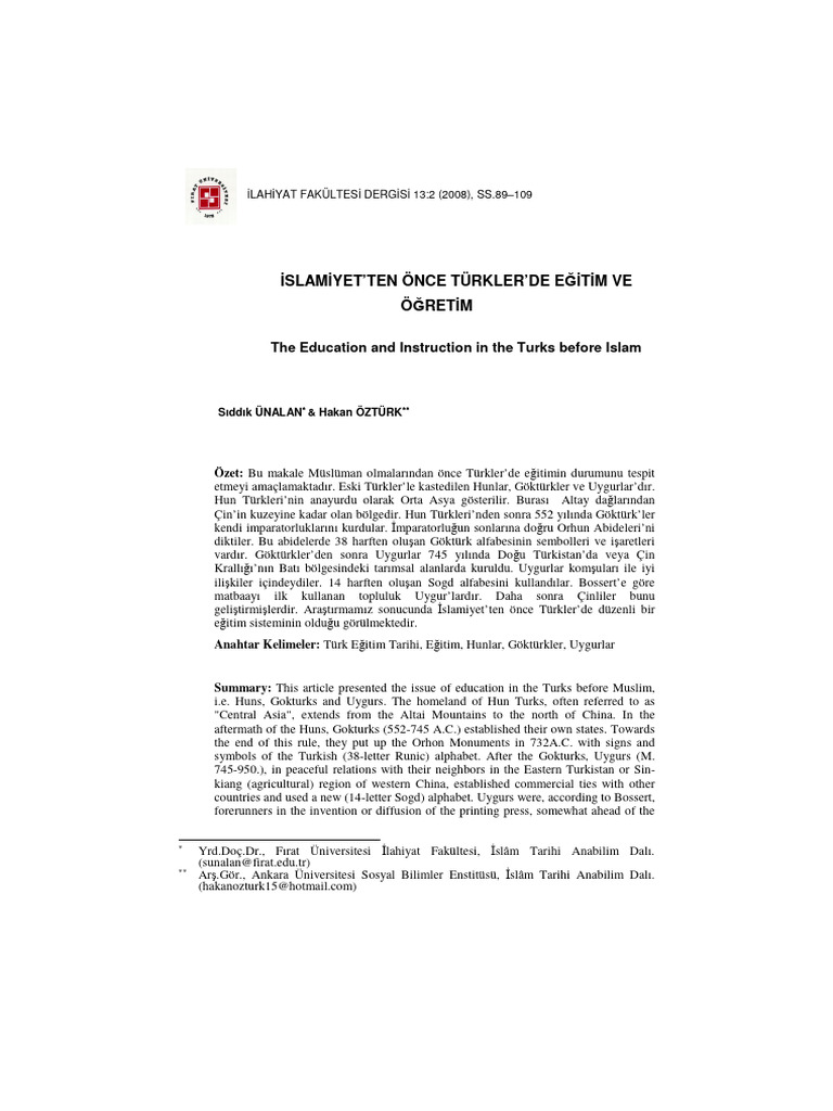 Arastirmax Islamiyetten Once Turklerde Egitim Ogretim | PDF
