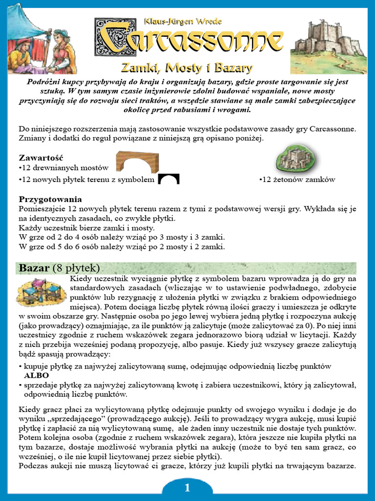 Carcassonne Mosty Zamki I Bazary Instrukcja | PDF