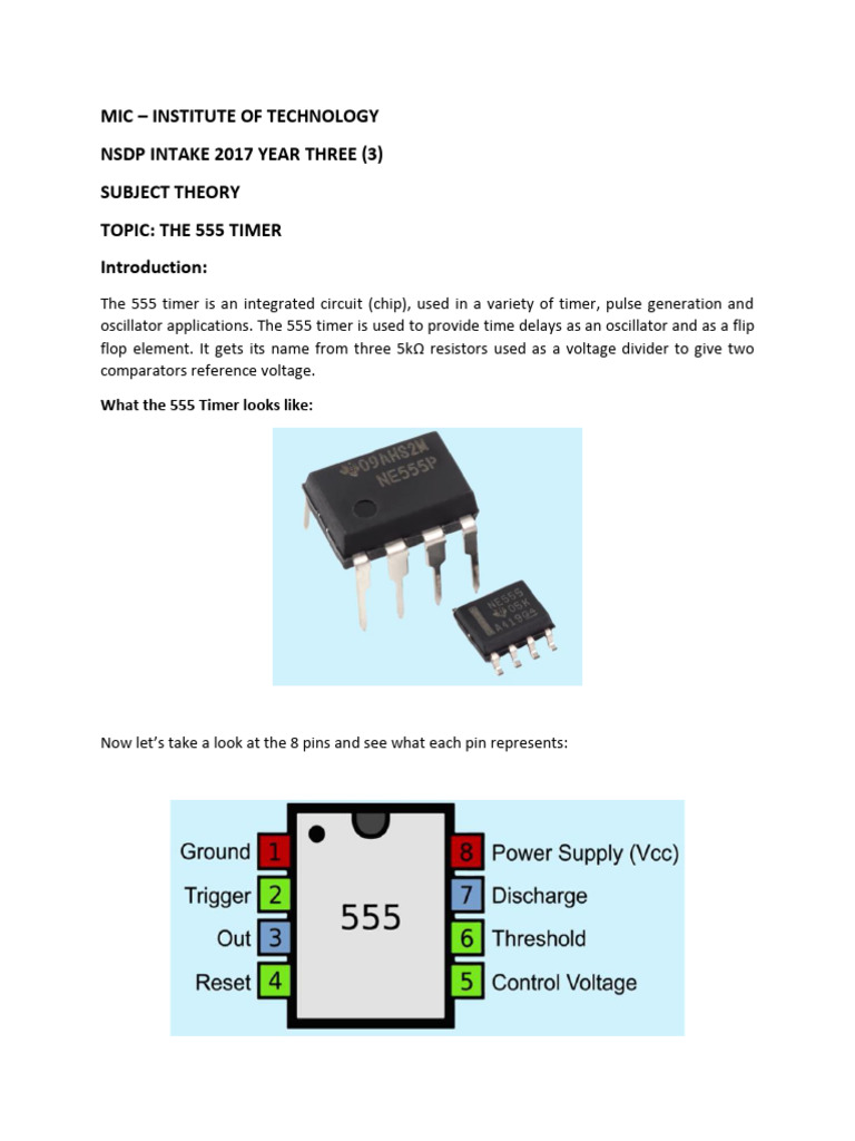 THE 555 TIMER | Download Free PDF | Electrical Circuits | Electrical Engineering