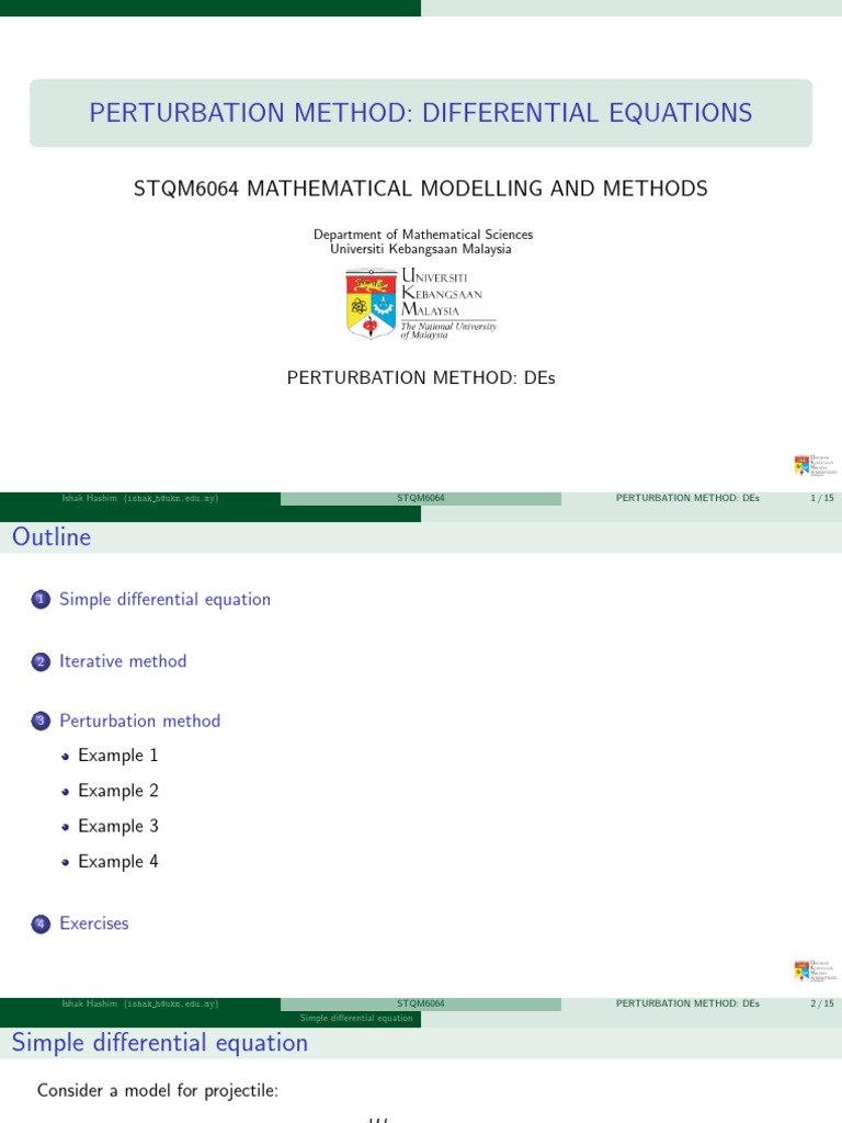 Perturbation DEs7 Beamer1 | PDF | Perturbation Theory | Equations