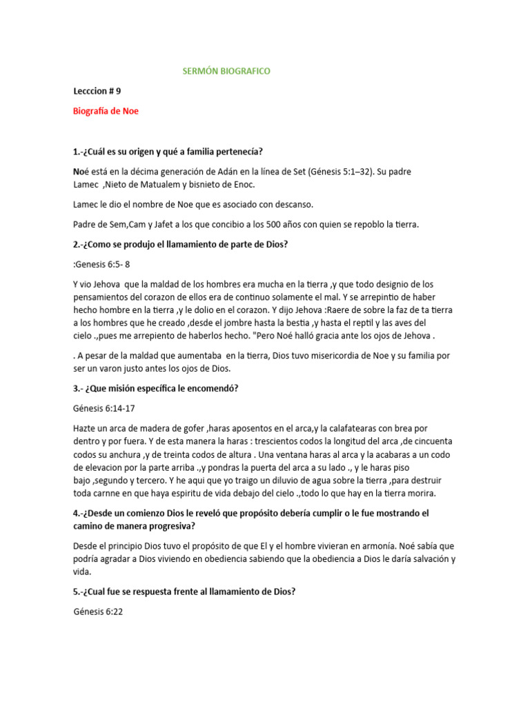 Wendy Amaya ..Noe Leccion 9 | PDF | Noé | Arca de Noé