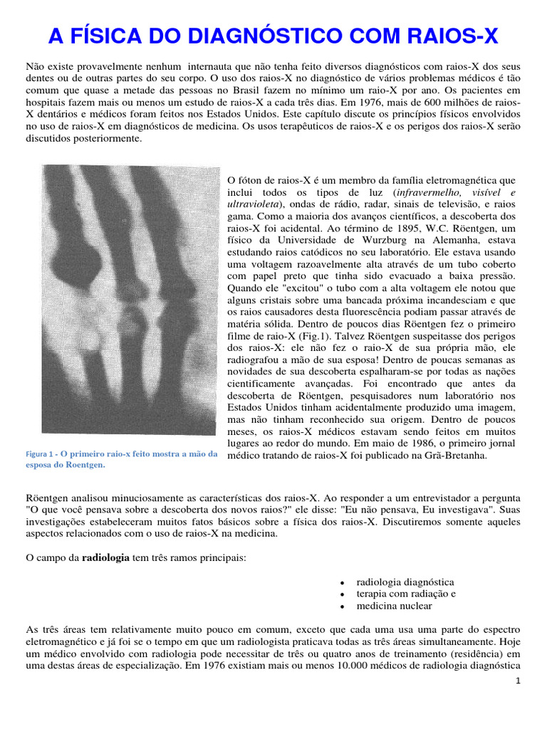 A Física Do Diagnóstico Com Raios X | PDF | Raio X | Elétron