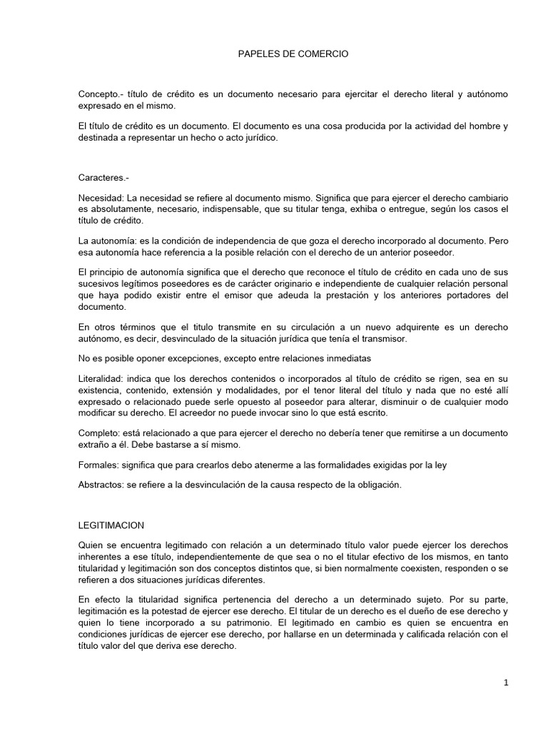 Papeles de Comercio Resumen | PDF | Pagaré | Instrumento negociable