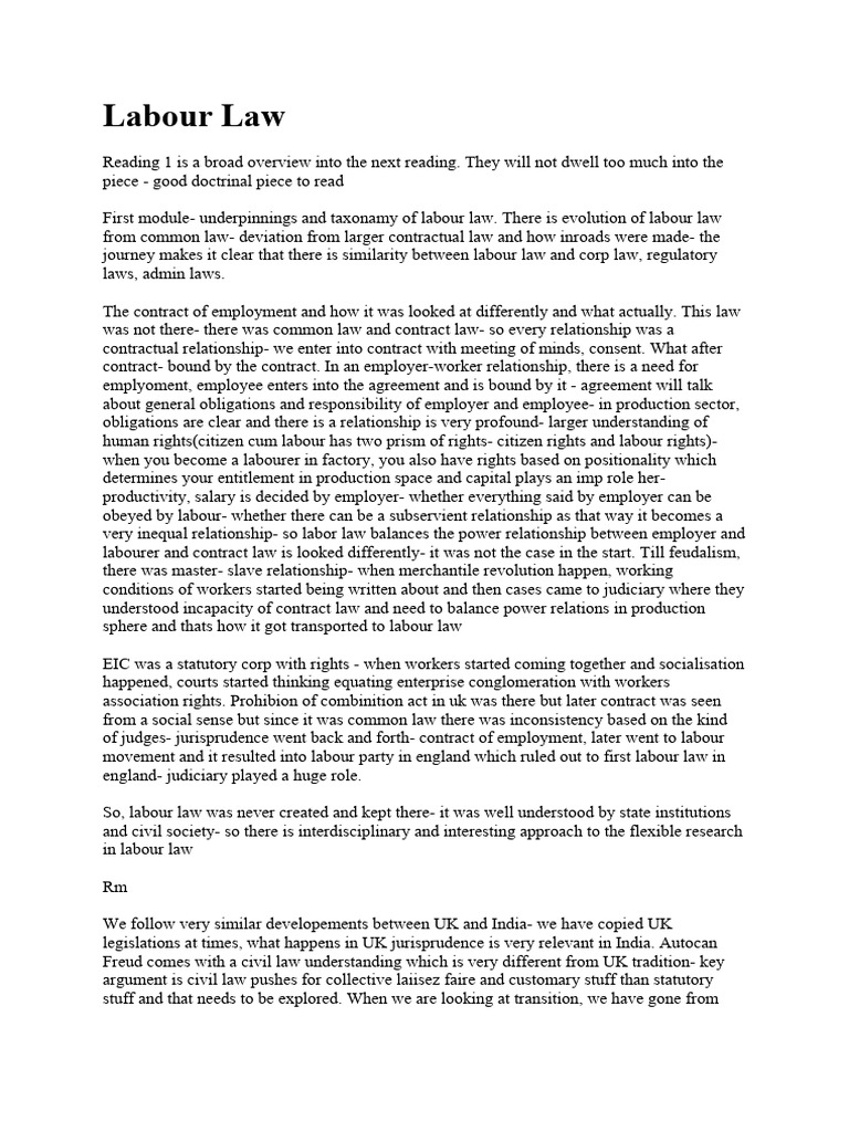 Sanskruti Labour law notes | PDF | Labour Law | International Labour ...