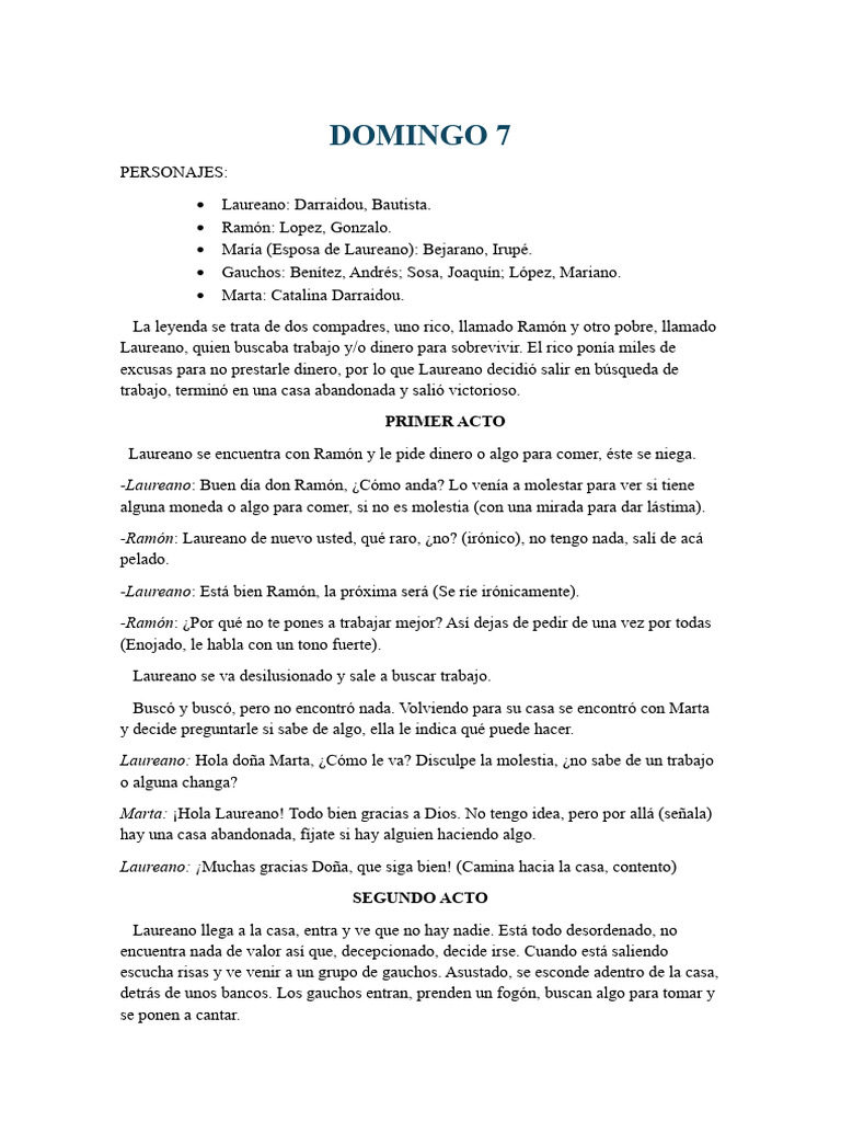 Domingo Siete, Teatro | PDF | Arte | Poesía