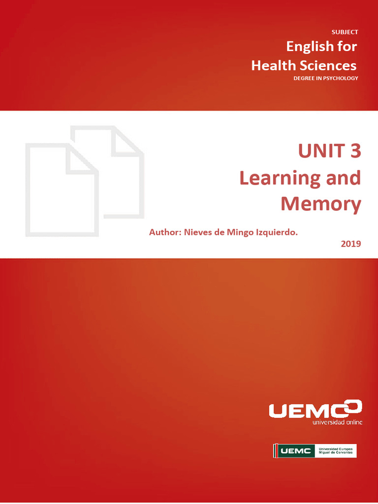 English For Health Science - UNIT 3 - Learning and Memory - FINAL 2024 ...