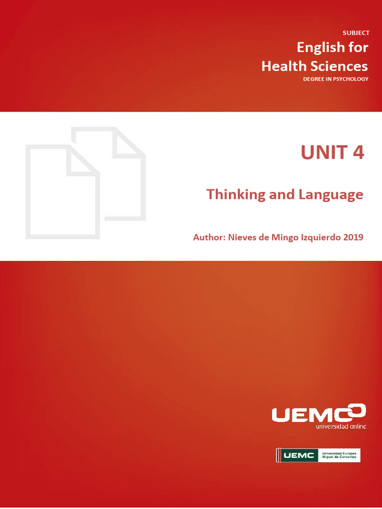 English For Health Science - UNIT4 - Language and Thinking - FINAL 2024 ...
