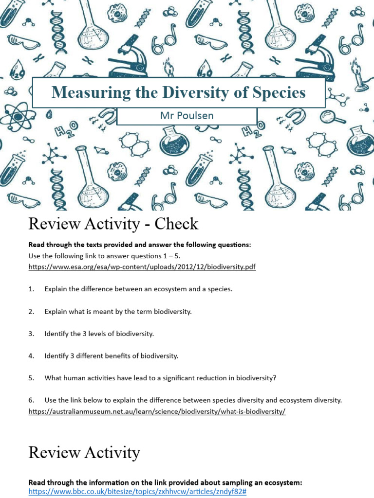 Species Diversity Measurement Guide | PDF | Biodiversity | Sampling ...