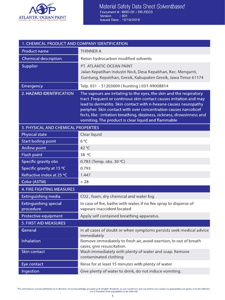 Thinner A Safety and Handling Guide | PDF