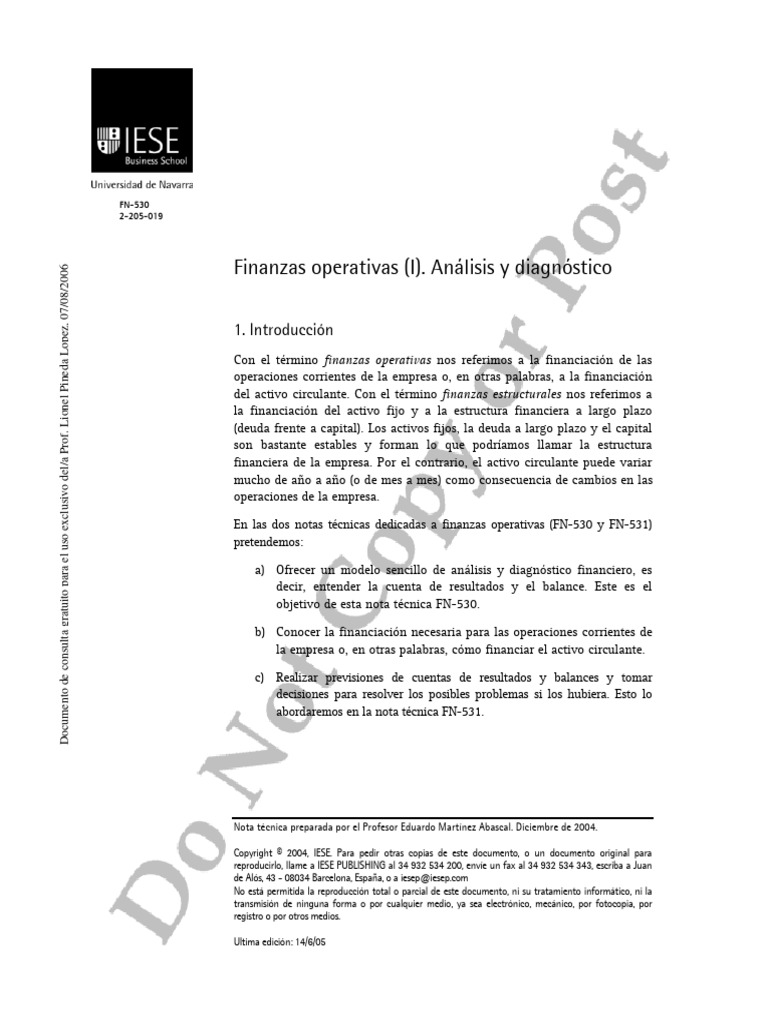 Finanzas Operativas (I) Anaělisis y Diagnoěstico | PDF | Rentabilidad ...