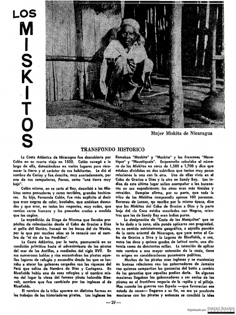 Historia de los Miskitos en Nicaragua | PDF | Piratería