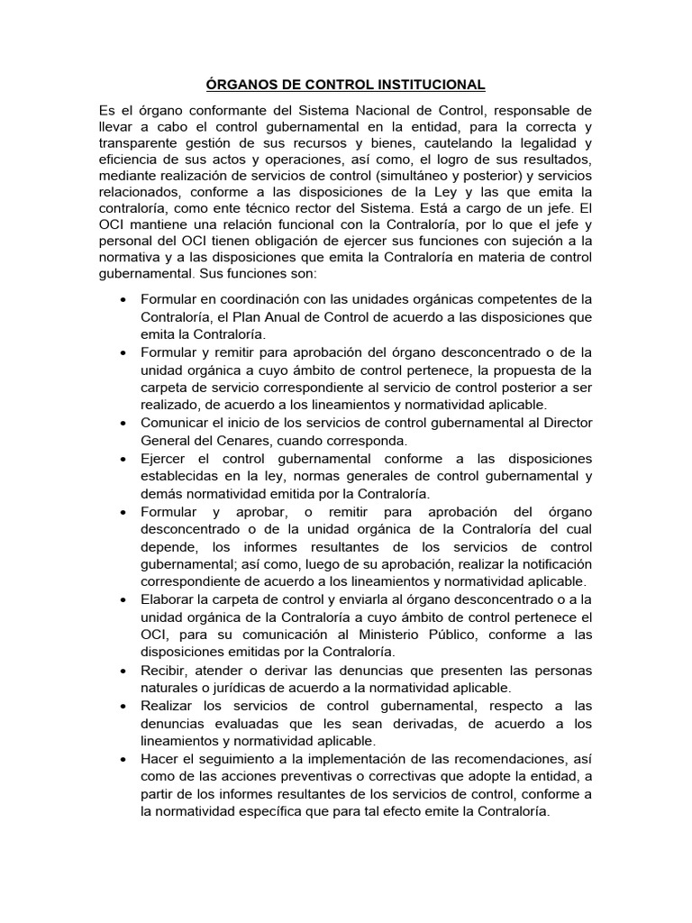 Órganos de Control Institucional | PDF | Auditoría | Contador