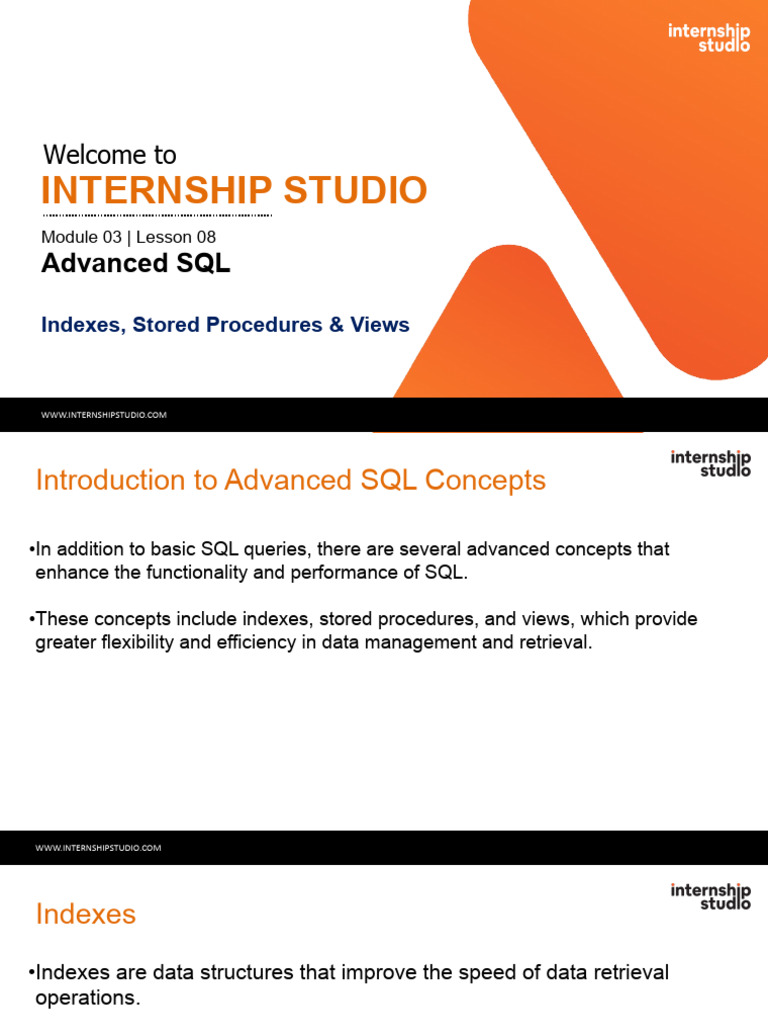 Advanced SQL Indexes, Stored Procedures & Views | PDF | Database Index | Databases