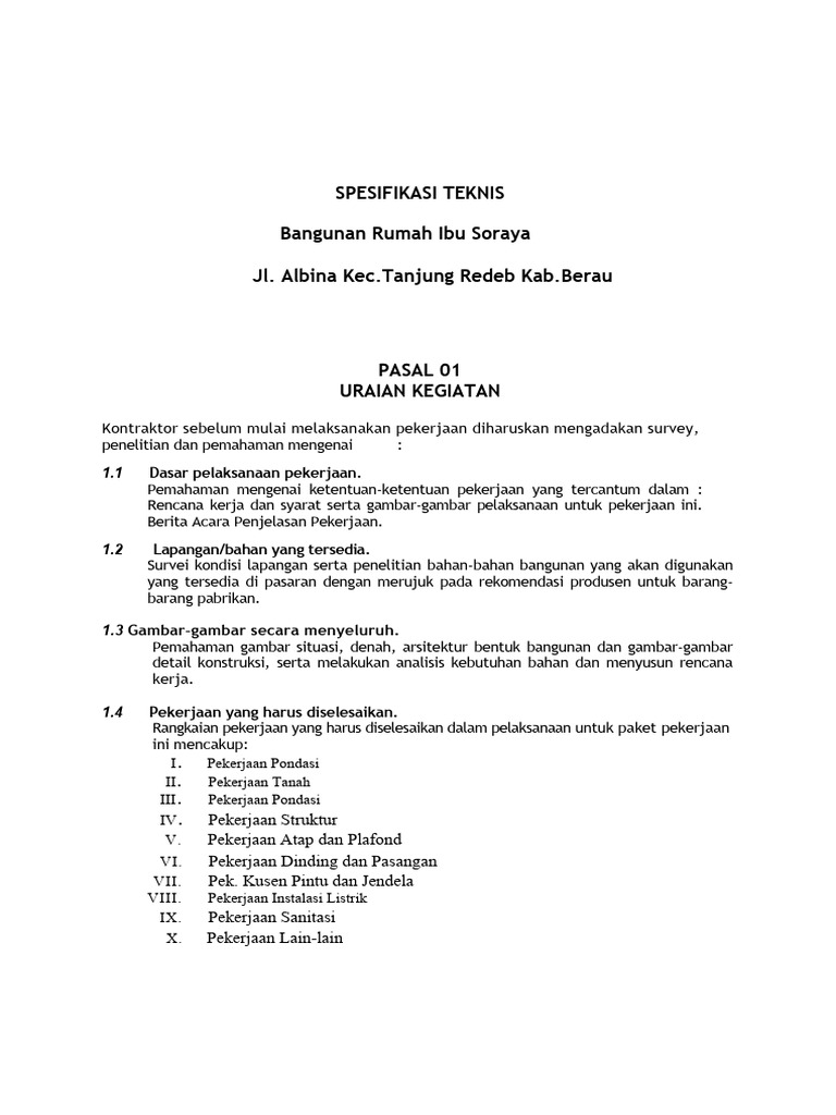 Spek Teknis Struktur | PDF