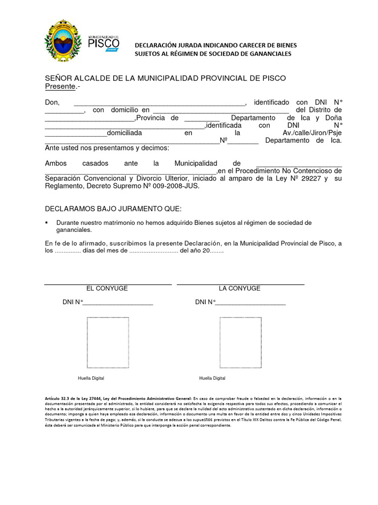 Formato CARECER BIENES Por Separado | PDF | Documento de identidad ...