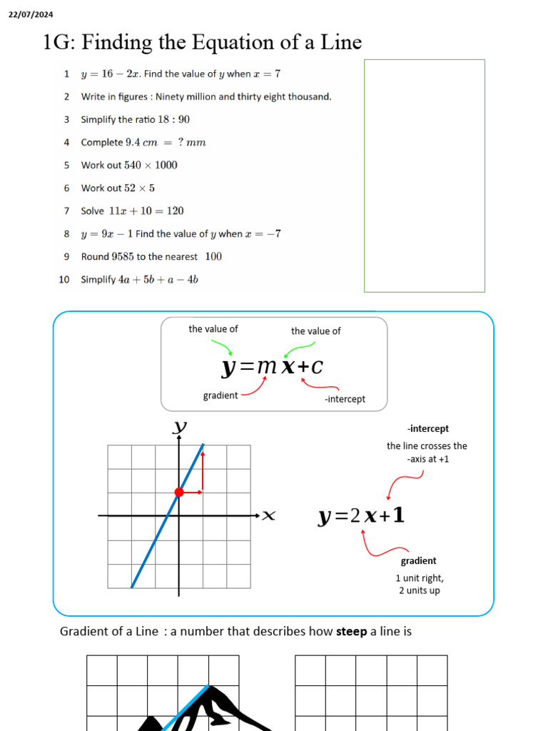 Finding The Equation of A Line | PDF | Gradient | Mathematical Analysis
