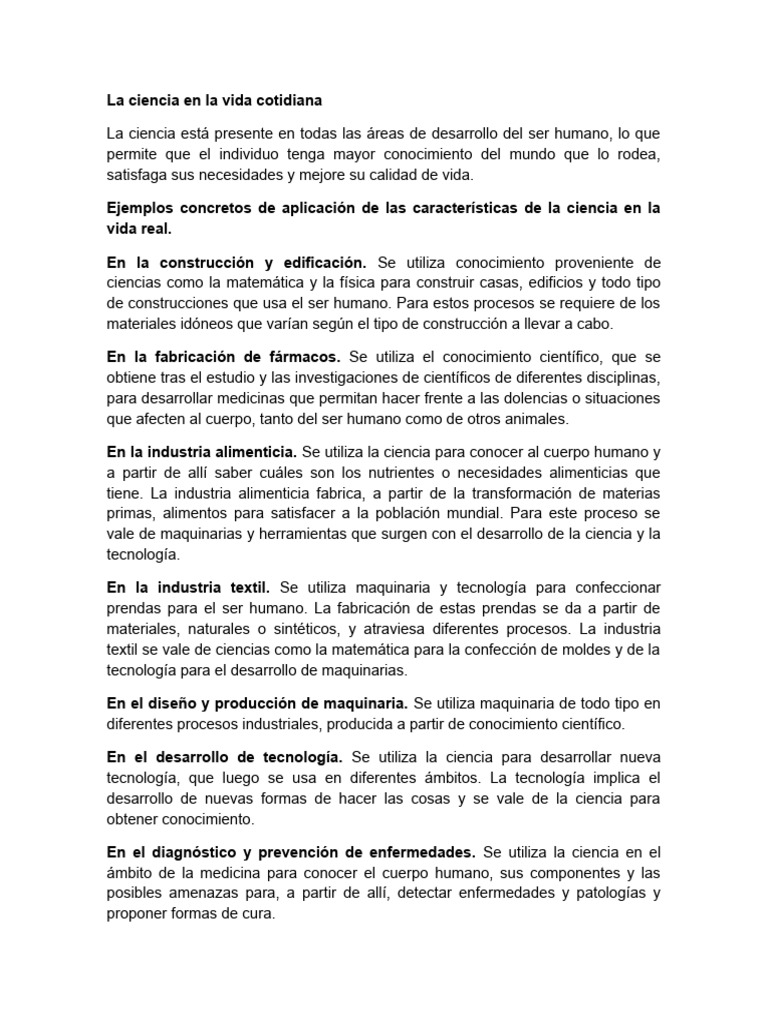 Ejemplos-La Ciencia en La Vida Cotidiana | PDF | Science | Sicología