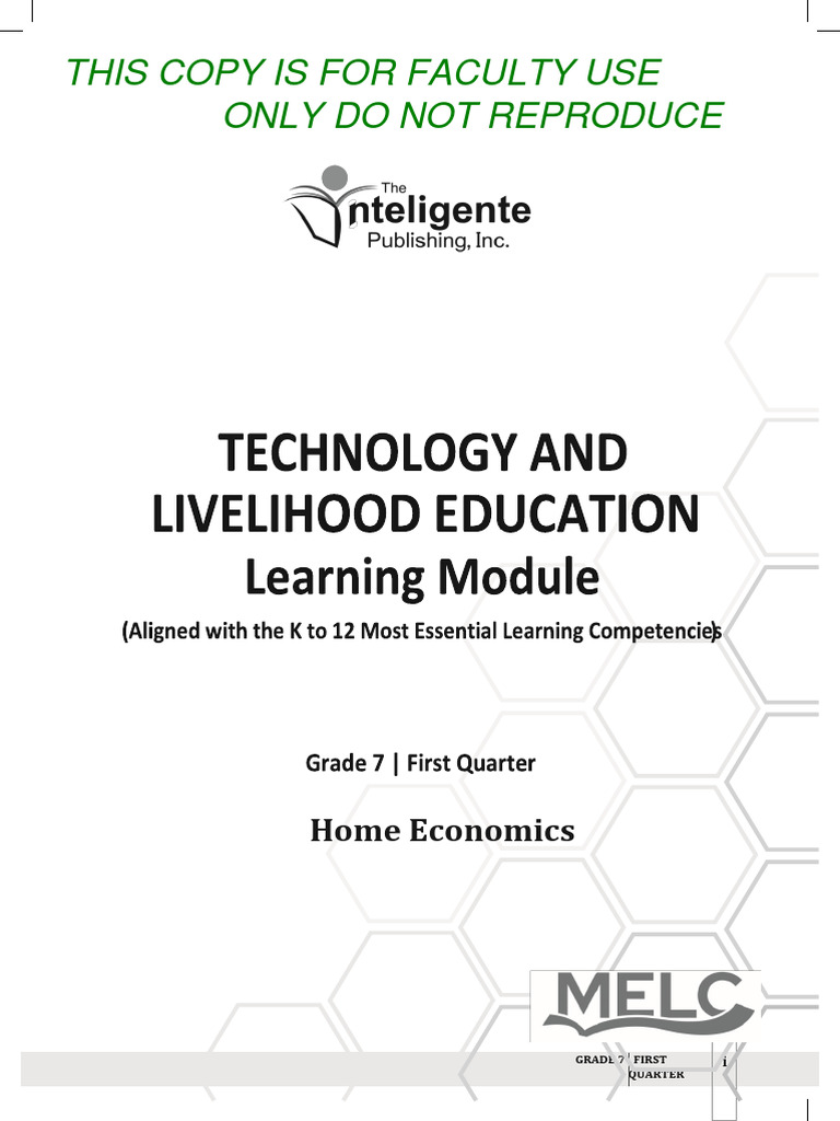 Tle-7 - Q1 | PDF | Cooking | Kitchen Utensil